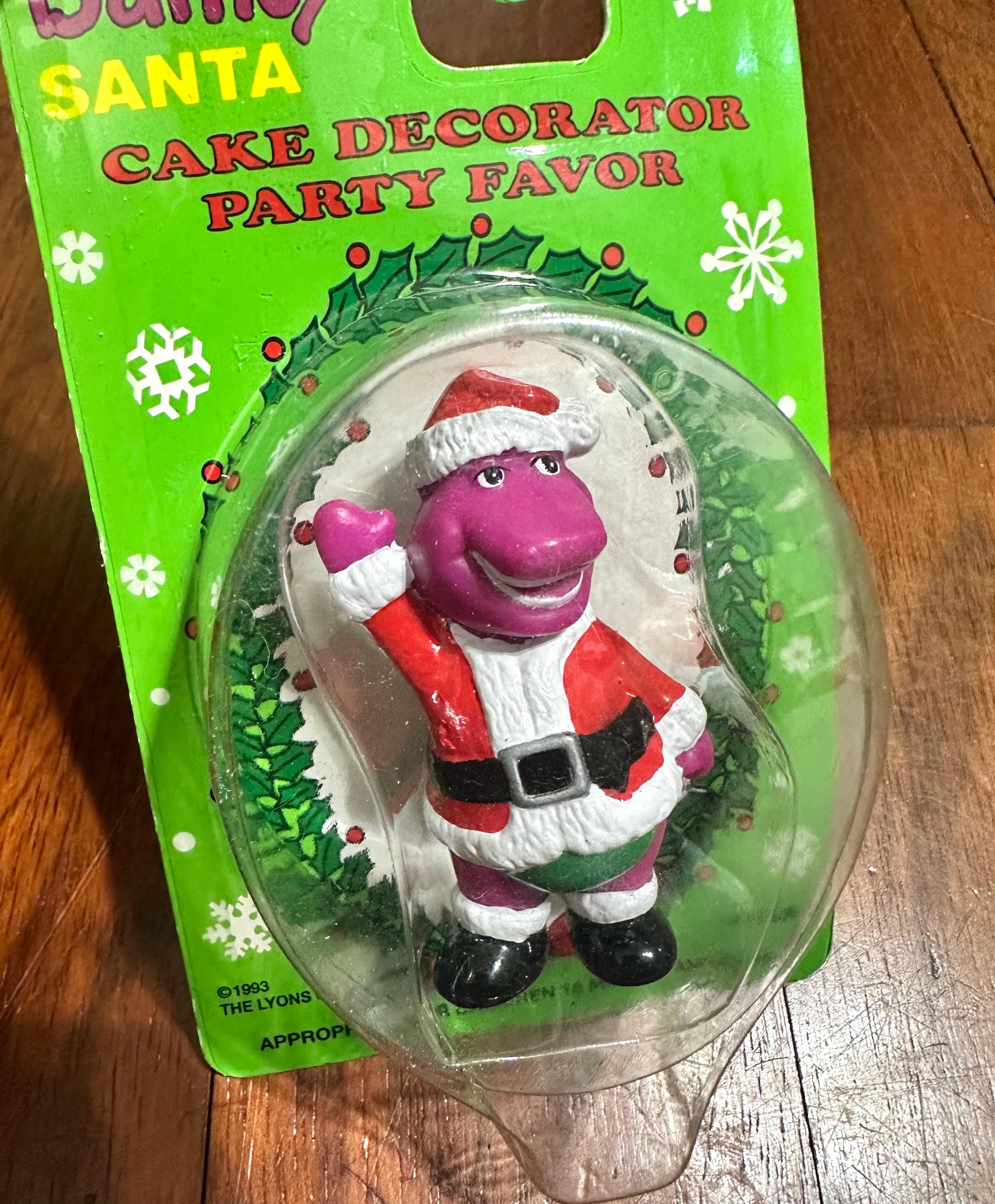 VINTAGE NEW 1993 Unique Barney Santa Cake Topper Decoration Party Favor ...