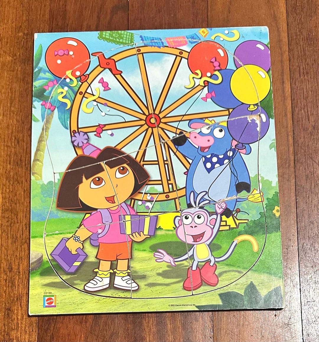 2003 Mattel DORA THE EXPLORER Puxxle Wood & Paper Ferris Wheel Balloons ...