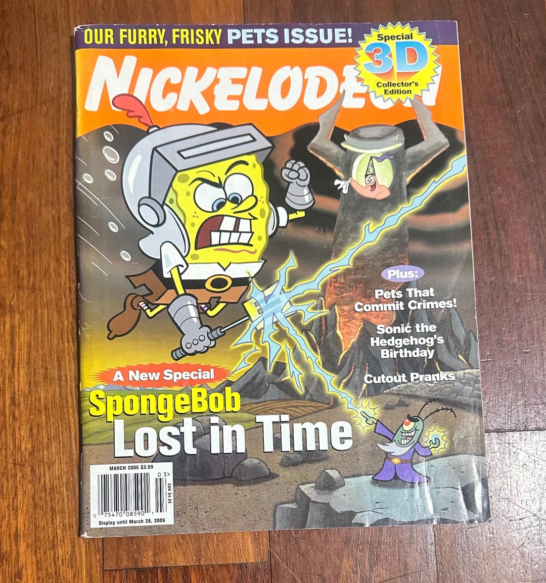 Nickelodeon Nick Magazine Spongebob Lost in Time March 2006 3D Issue W ...