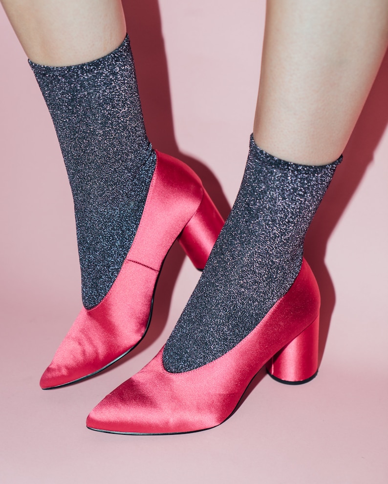Metallic Socks/crew Socks - Etsy