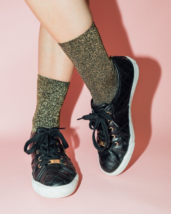 Metallic Socks/crew Socks | Etsy