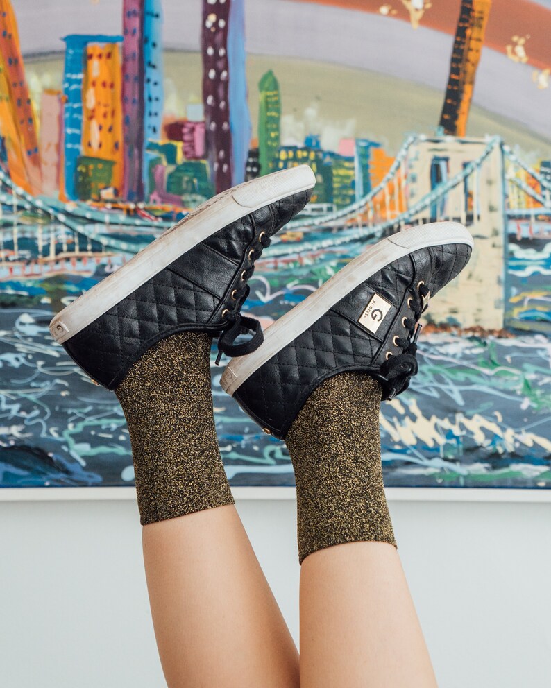 Metallic Socks/crew Socks - Etsy