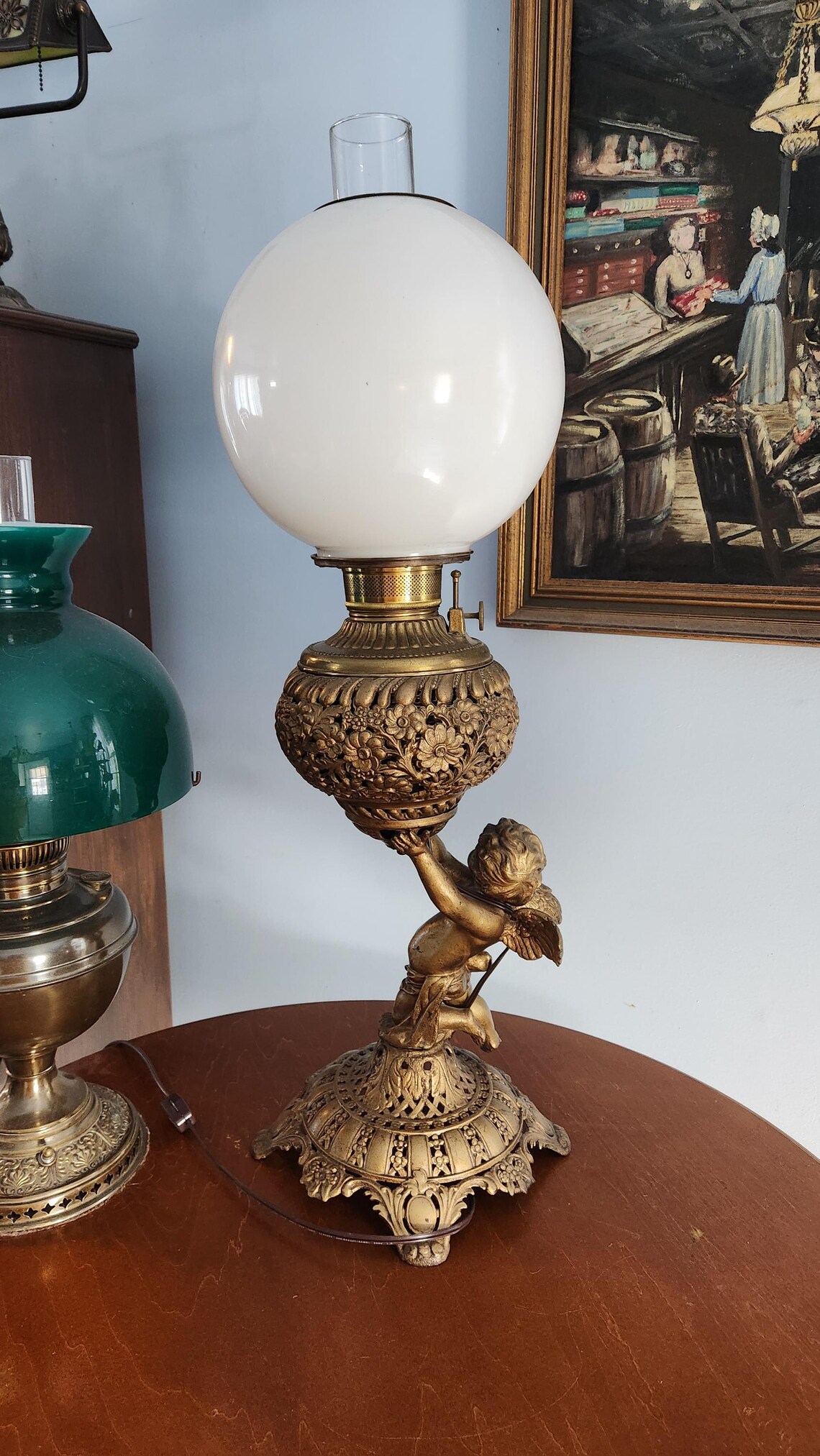 Antique Electrified Parlor Lamp - Etsy