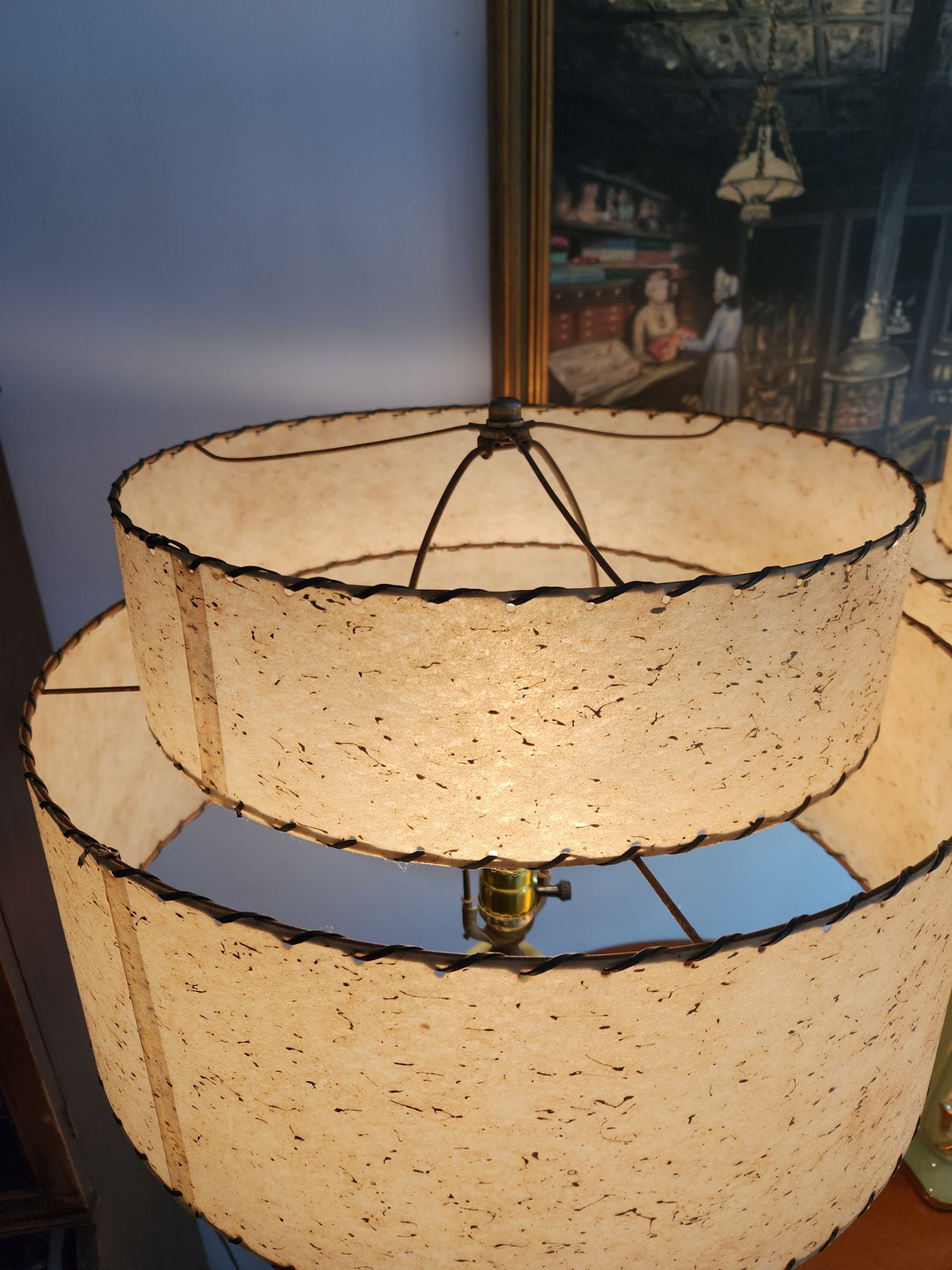 Vintage MCM Lamps With Tiered Fiberglass Shades - Etsy