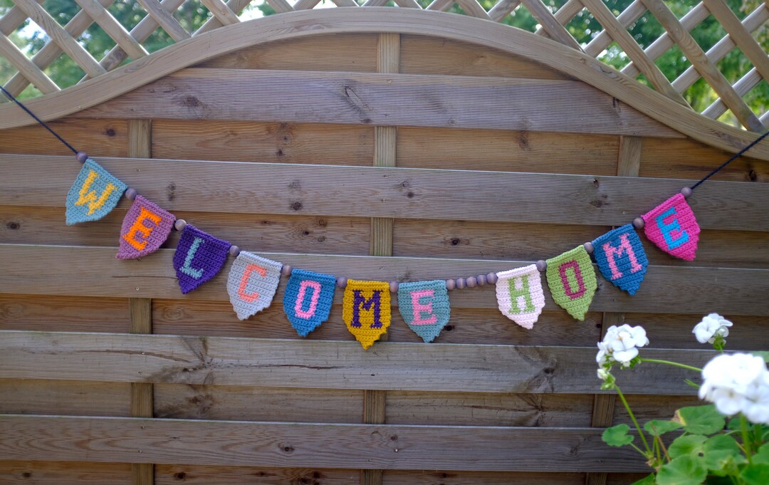Welcome Home Crochet Bunting Pattern Intarsia Tapestry - Etsy
