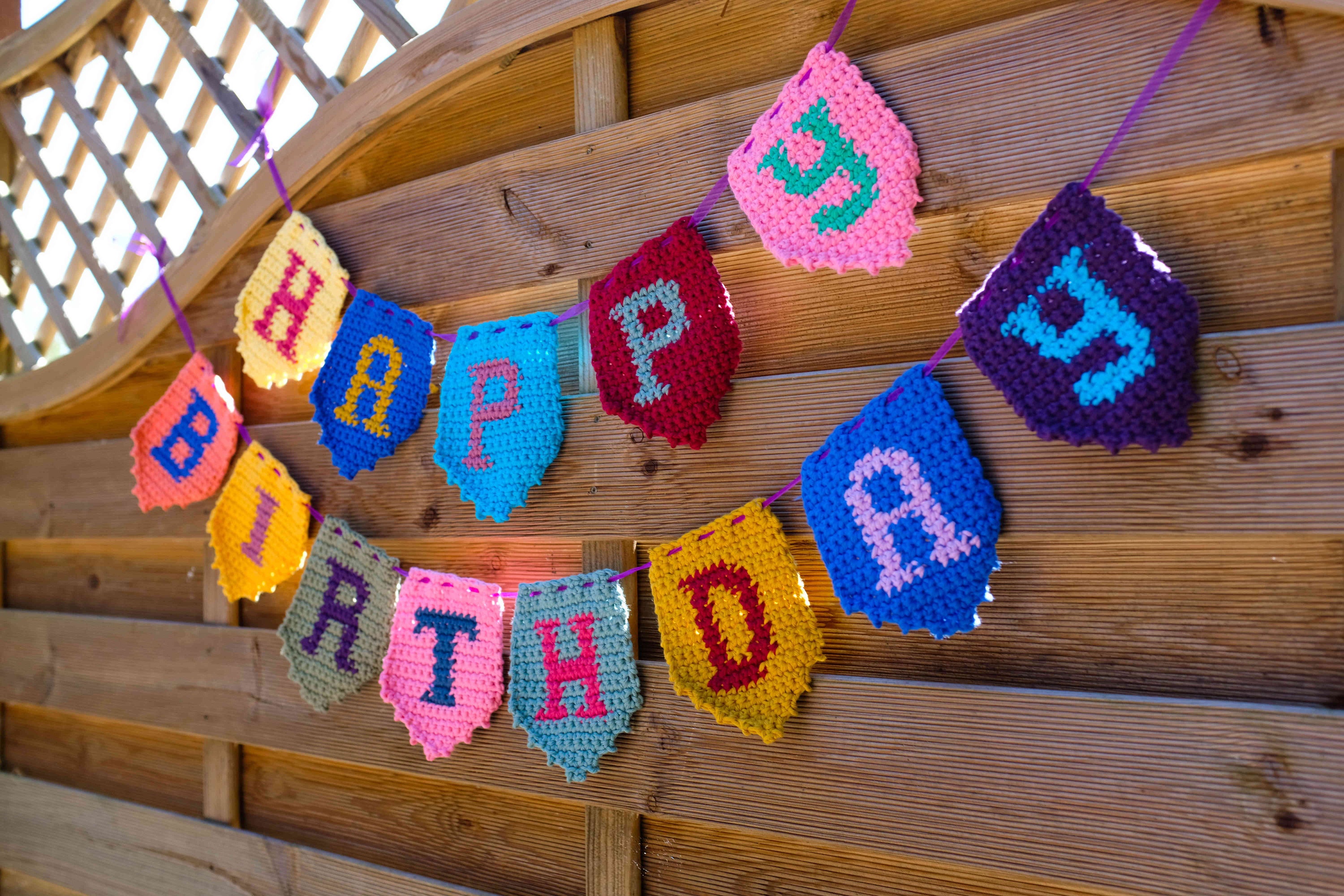 Happy Birthday Crochet Bunting Pattern Intarsia Tapestry - Etsy
