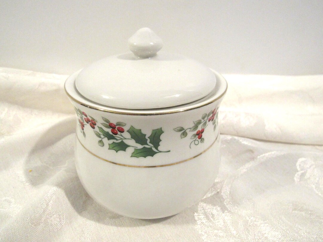 Vintage Christmas Charm Holly Sugar Bowl With Lid - Etsy