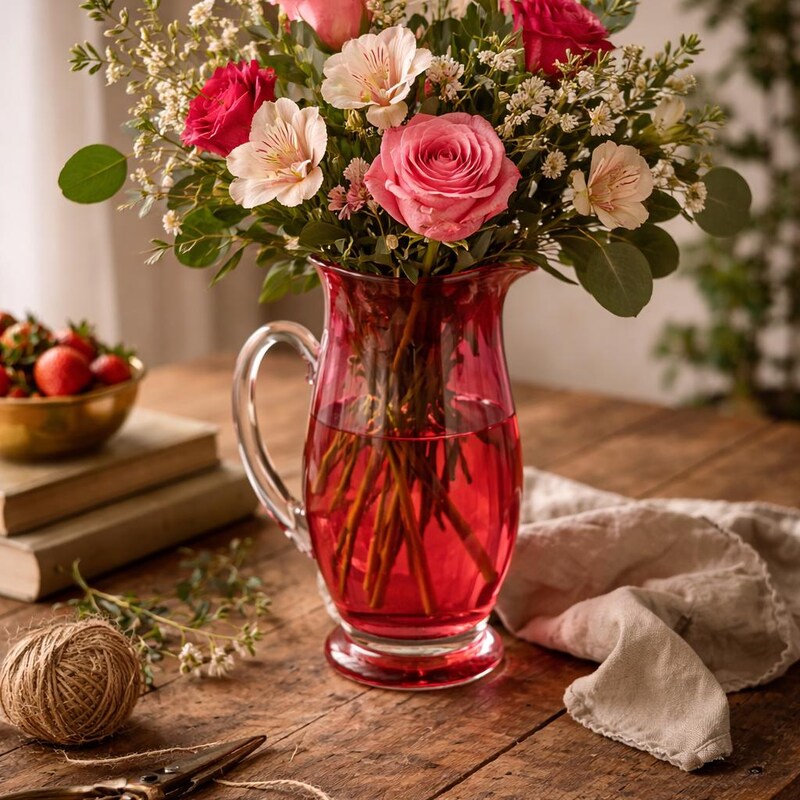 Cranberry Glass Pitchers - Etsy