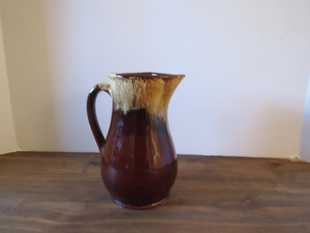 Roseville Brown Drip Pitcher, Pottery Stone Pitcher, Rustic Pitcher ...