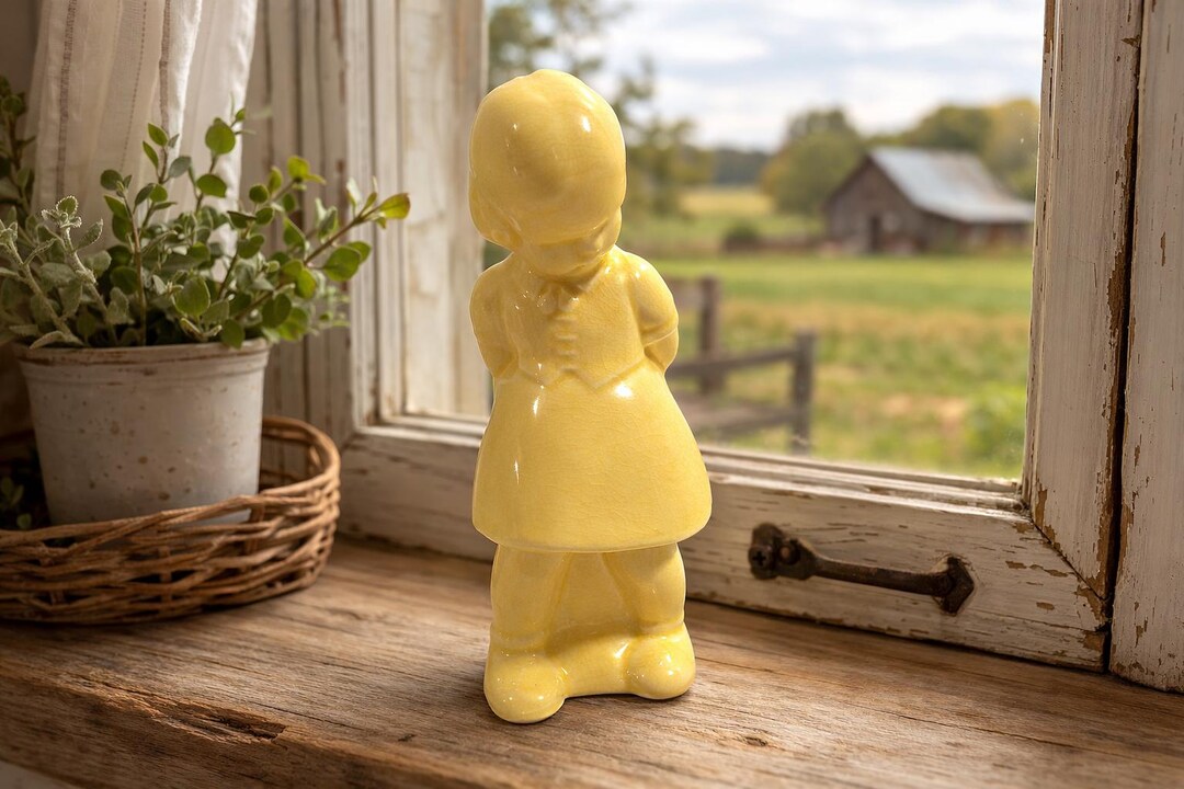 Vintage Napco Girl Planter: Pale Yellow Ceramic Flower Pot, 1940s - Etsy