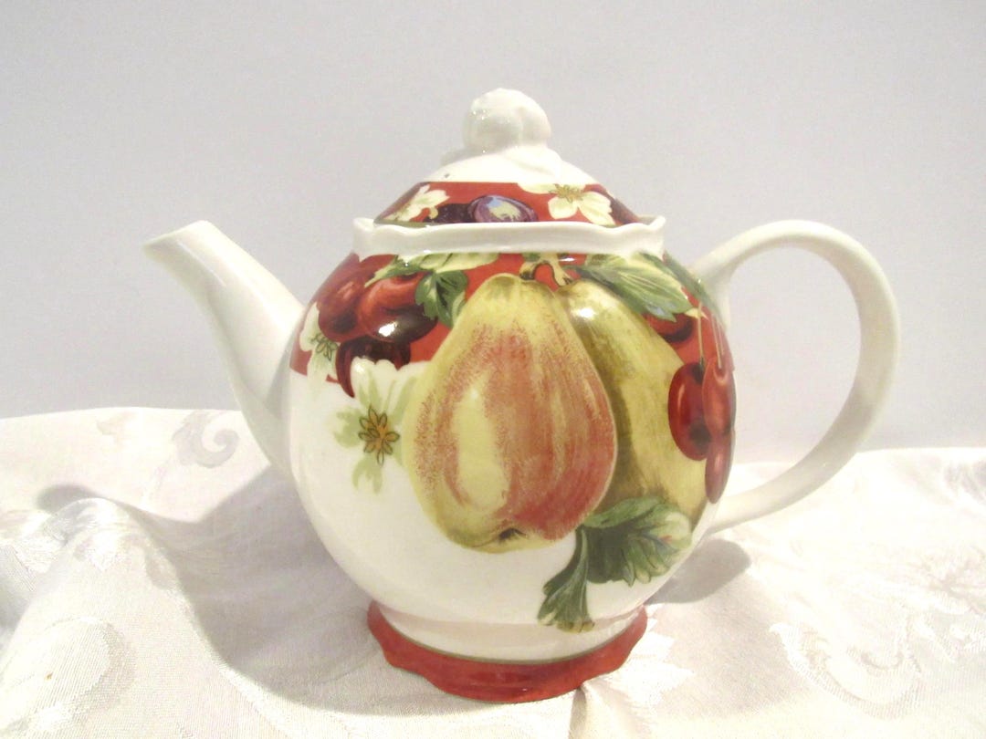 Fruit Armour by Noble Excellence Ceramic Teapot, Fruit and Floral ...