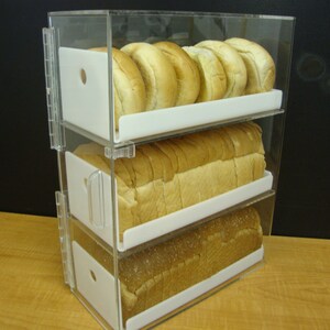 Displays2buy 3 Tiers Display W/3 White Trays Acrylic Bread Donut Bagels ...