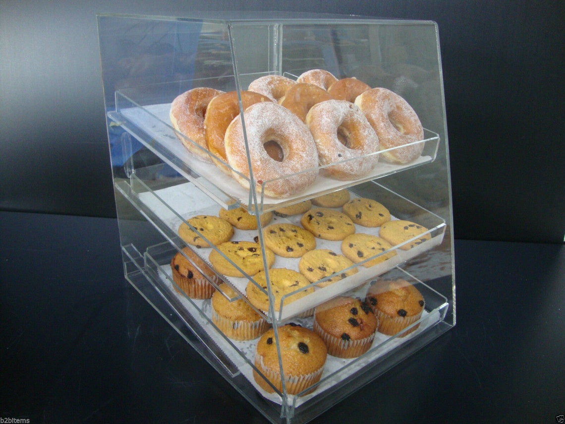 Displays2buy Acrylic Case W/3 Trays Pastry Bakery Donut Bagels Cookie ...
