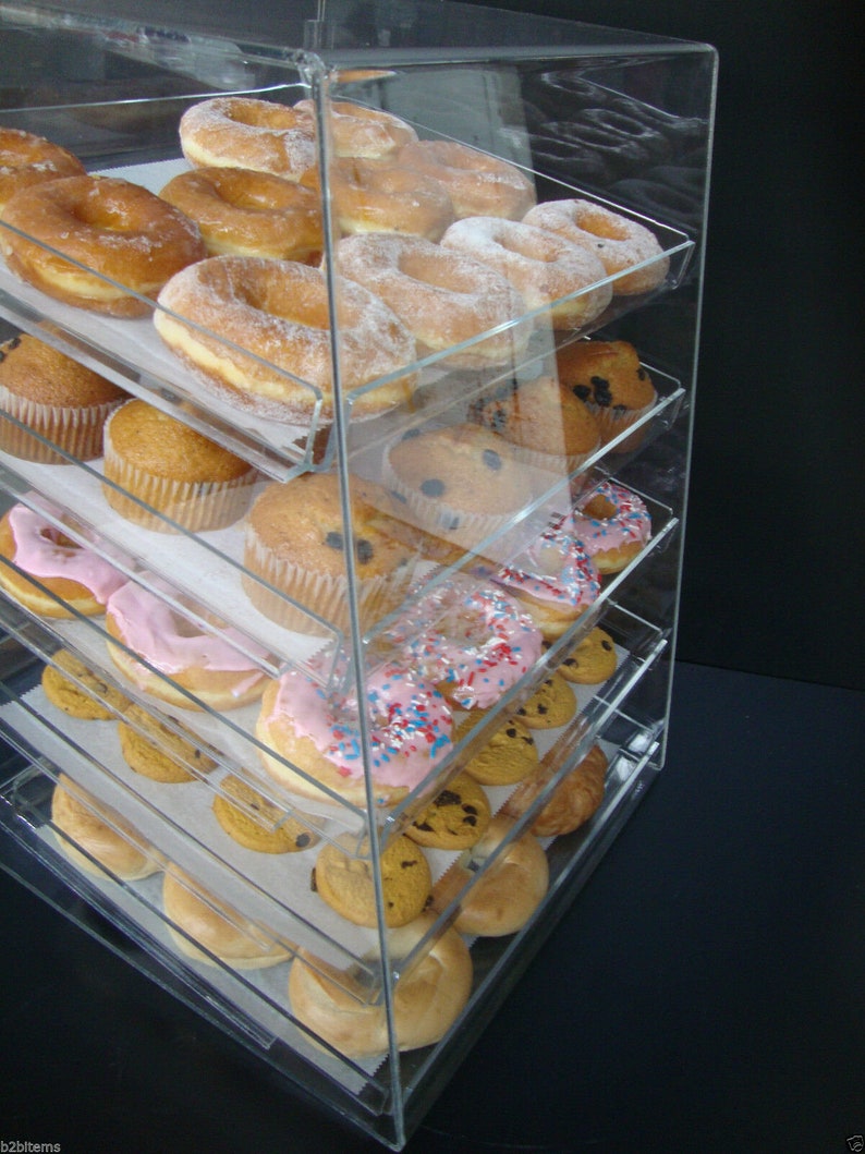 Displays2buy Acrylic Case W/5 Trays Pastry Bakery Donut Bagels Cookie ...