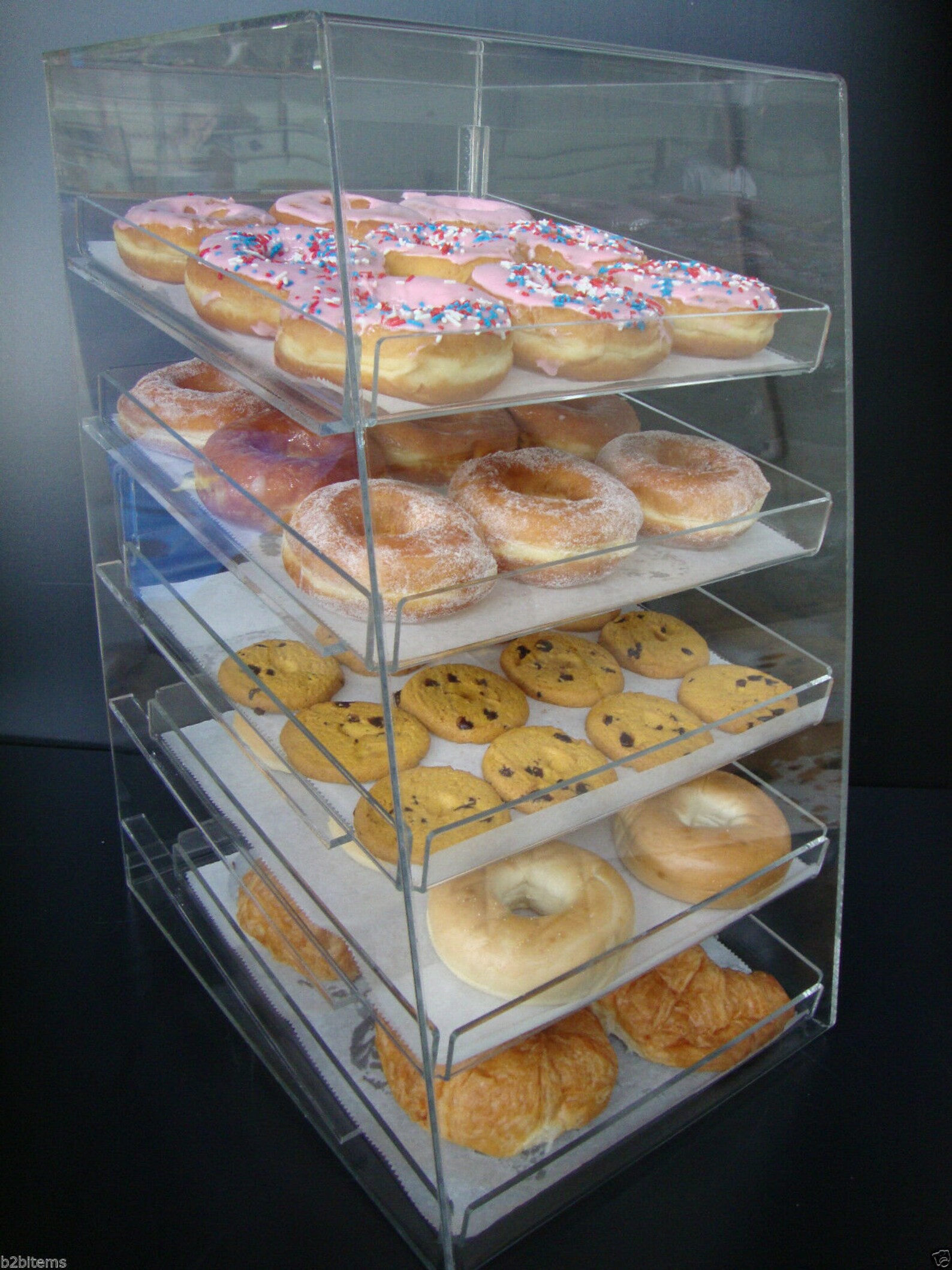 Displays2buy Acrylic Case W/5 Trays Pastry Bakery Donut Bagels Cookie ...