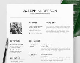 Editable Resume CV Template Custom Cover Letter Instant Digital ...