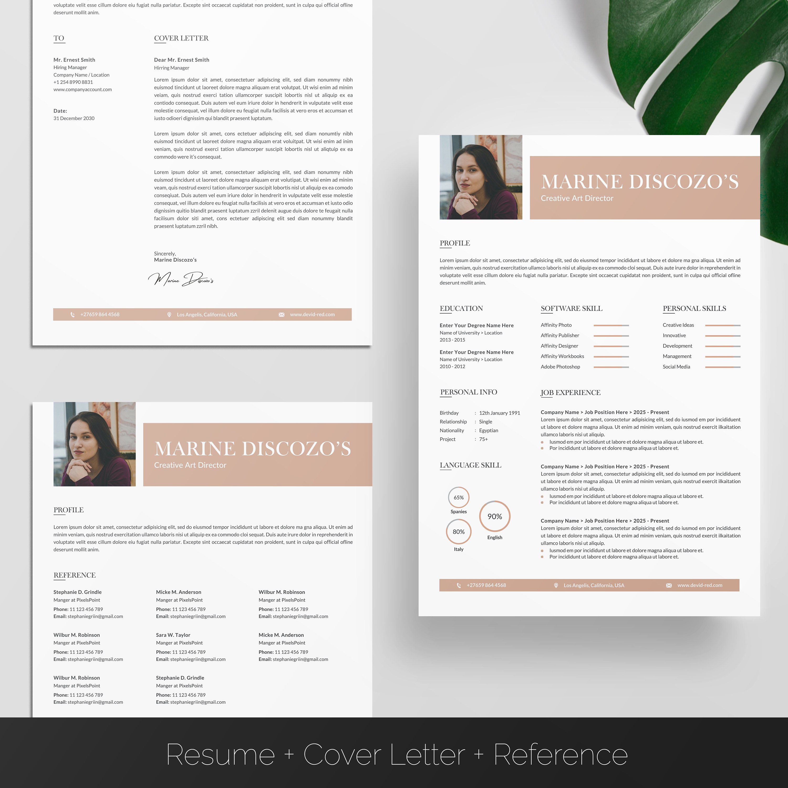 Editable Resume CV Template Custom Cover Letter Instant Digital ...