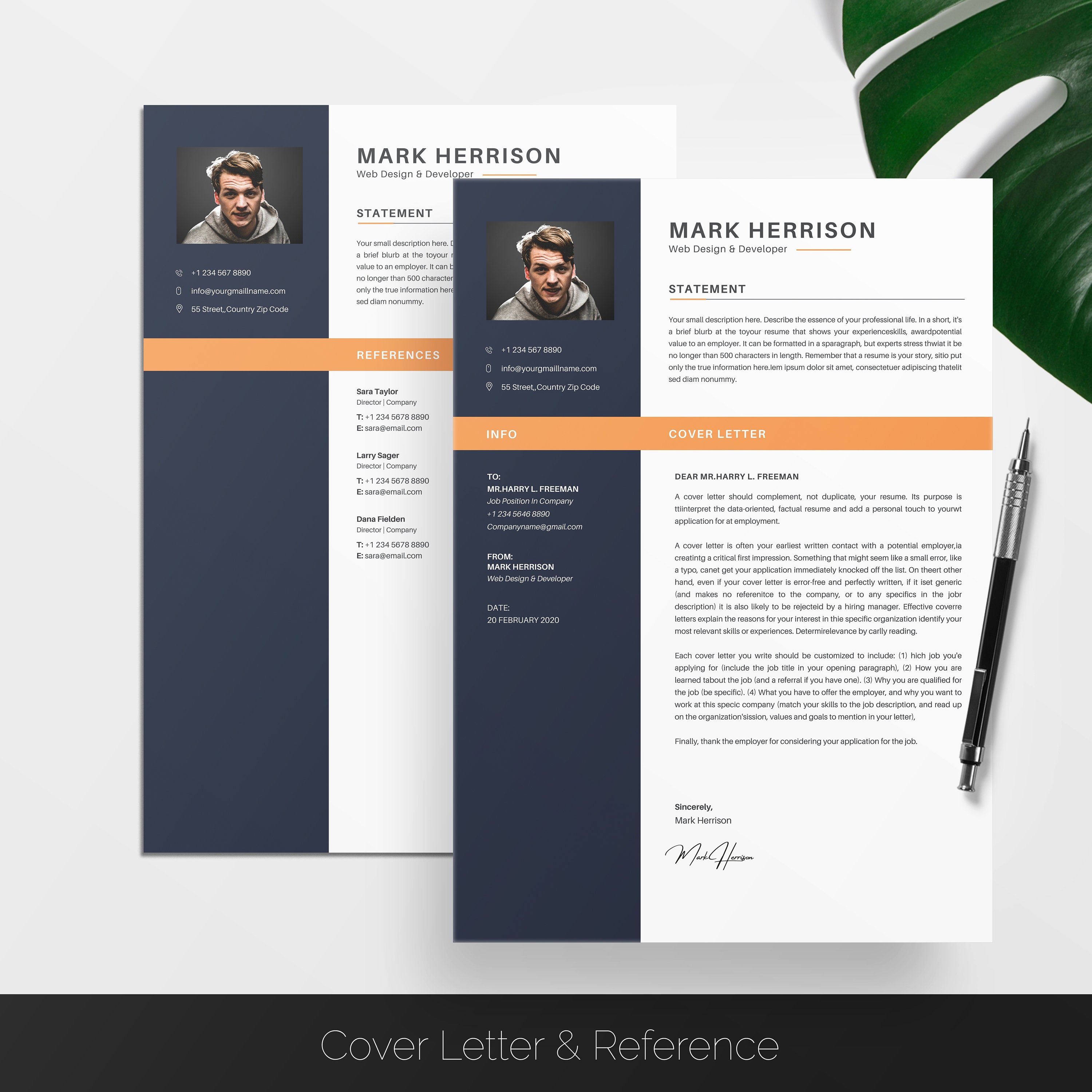 Editable Resume CV Template With Custom Cover Letter Instant Digital ...