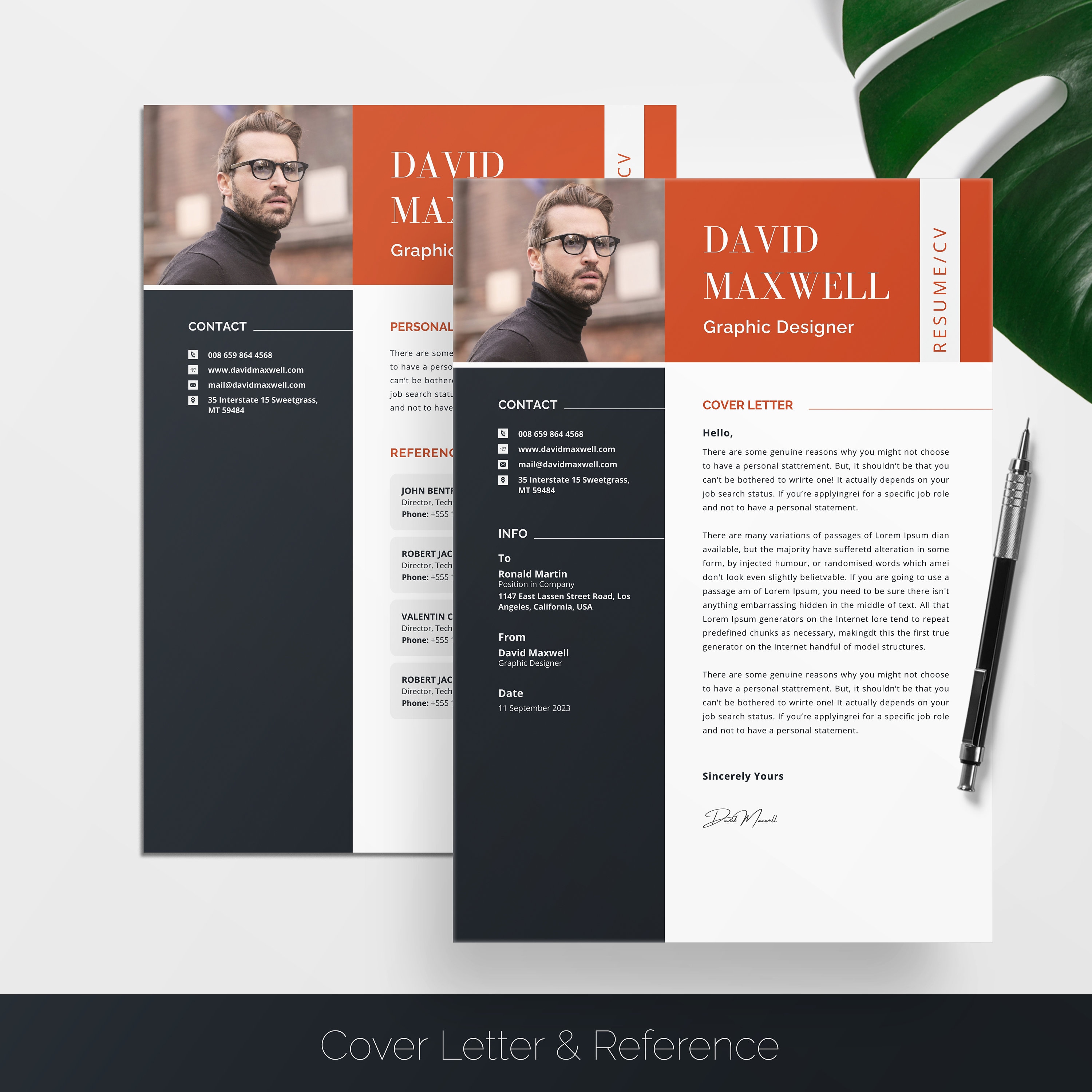 Editable Resume CV Template Custom Cover Letter Instant Digital ...