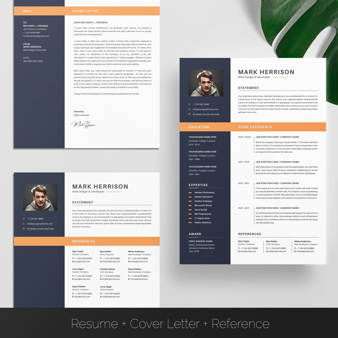 Editable Resume CV Template With Custom Cover Letter Instant Digital ...