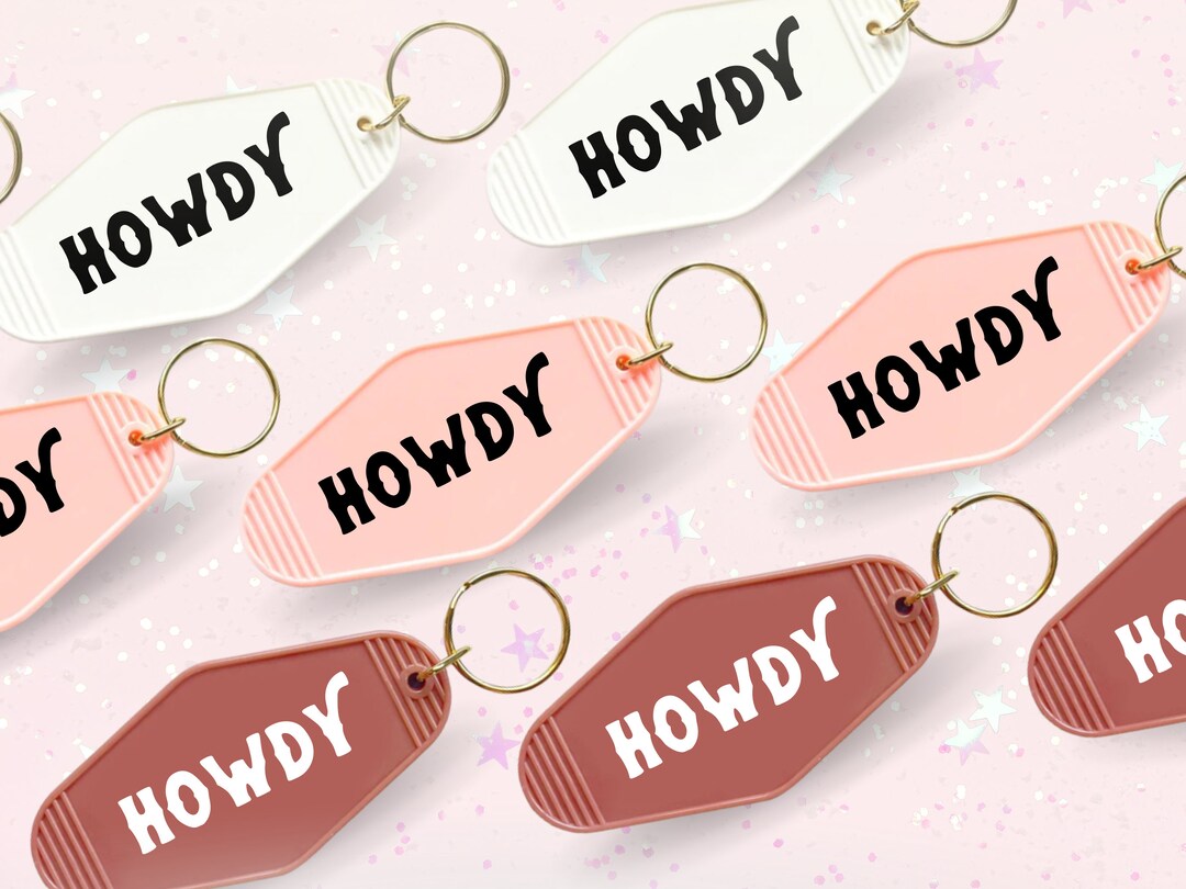 Howdy Custom Name Last Rodeo Cute Motel Hotel Tag Keychain Bridesmaid ...