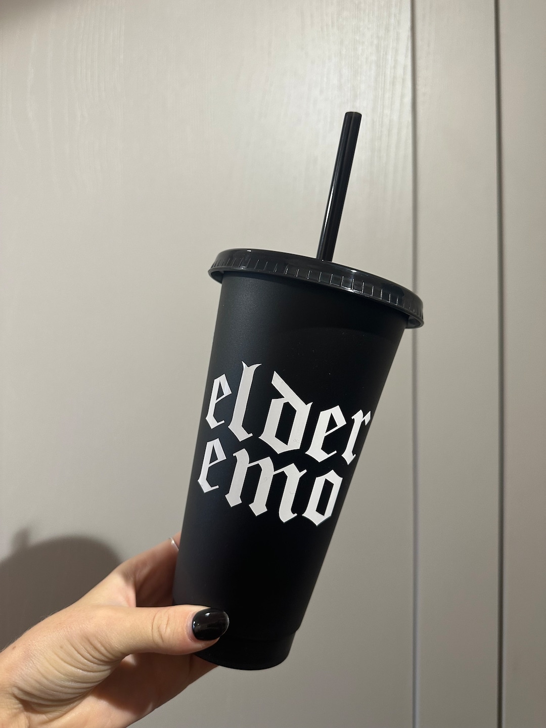 Elder Emo Black and White Personalised Cold Cup 24oz Starbucks Cup With ...