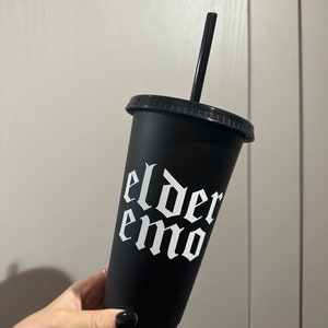 Elder Emo Black and White Personalised Cold Cup 24oz Starbucks Cup With ...