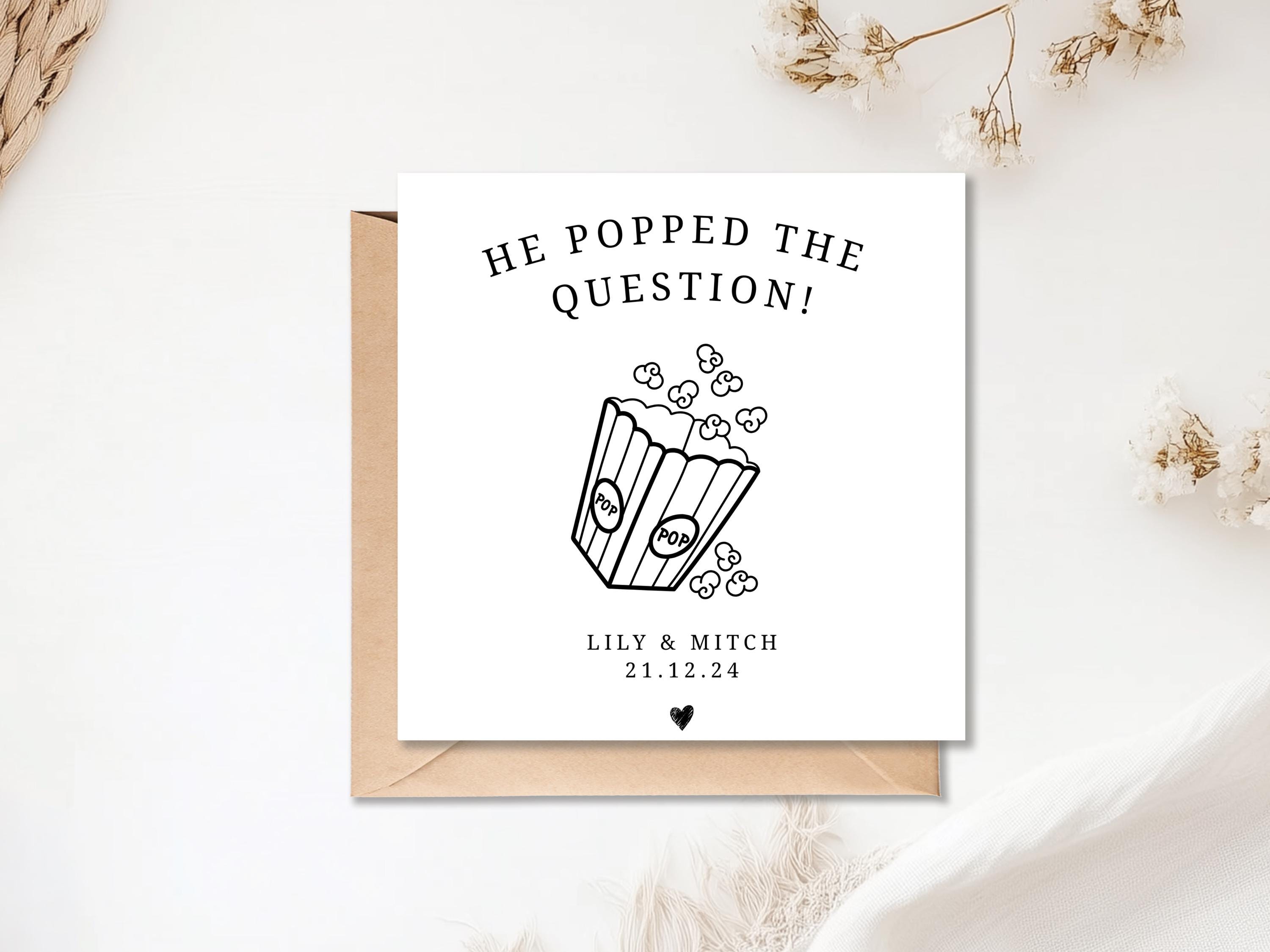 Personalised Popcorn Engagement Card | Engaged | Bride to Be | Couple ...