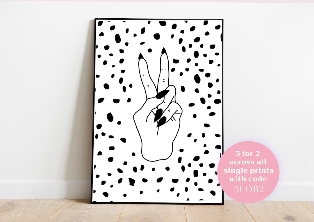 Peace Hand Sign Wall Art Print A4 | Funny Sarcastic Funky - Etsy