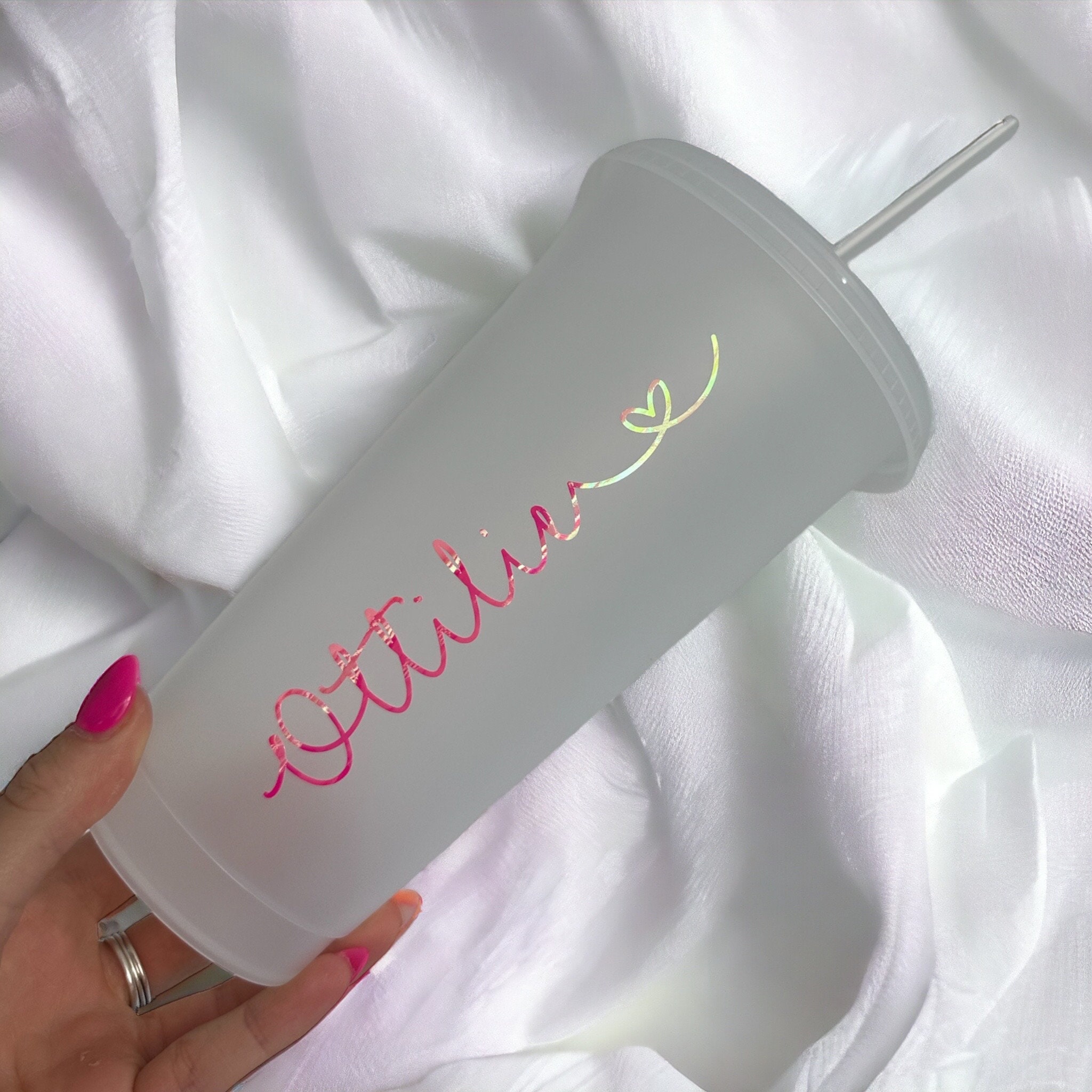 Personalised Heart Name Cold Cup 24oz | Starbucks Cup With Lid and ...