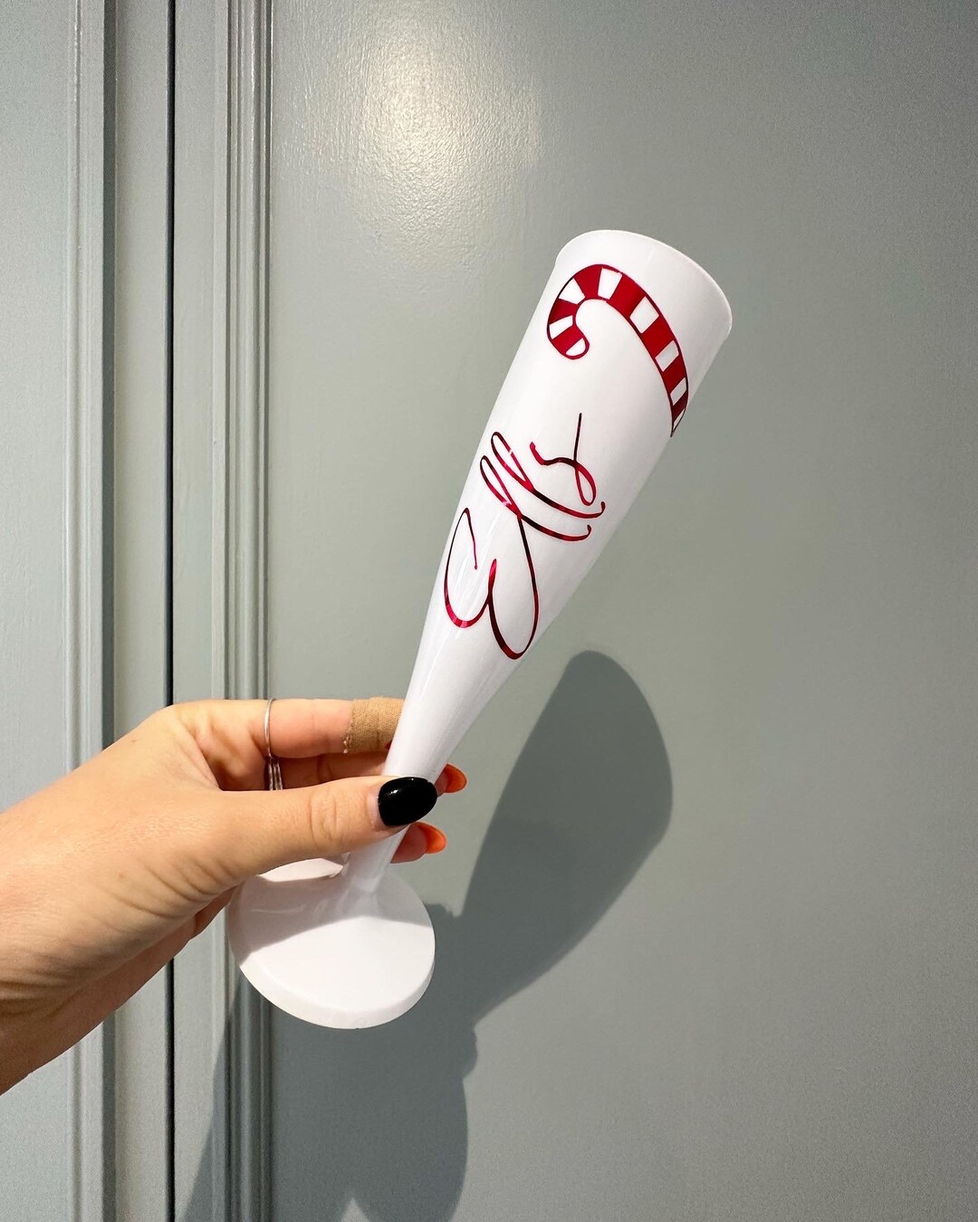 Personalised Christmas Champagne Flute Christmas Dinner Dinner Table Secret Santa Candy Cane