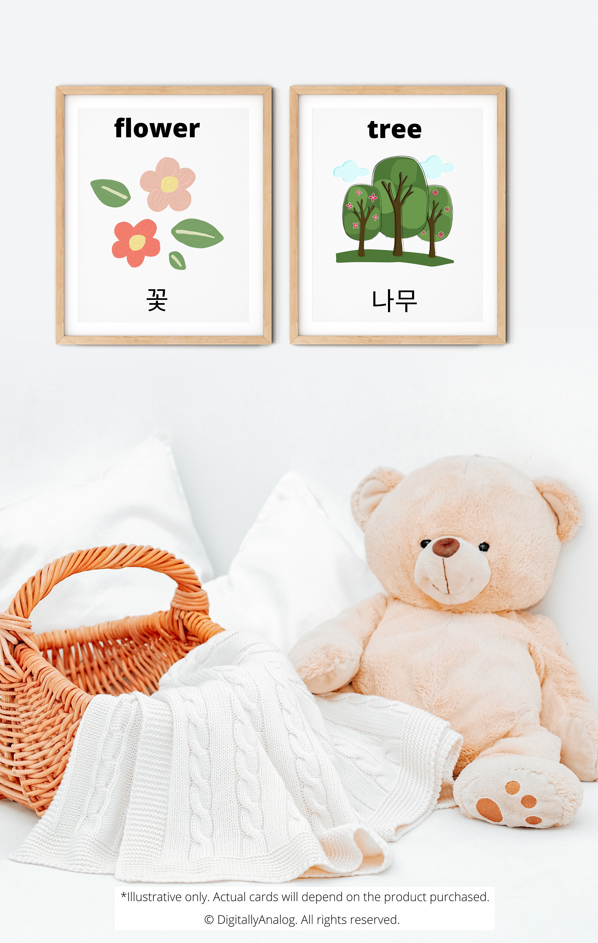 26 Korean English Alphabet Animal Flashcards / Prints Digital Printable ...