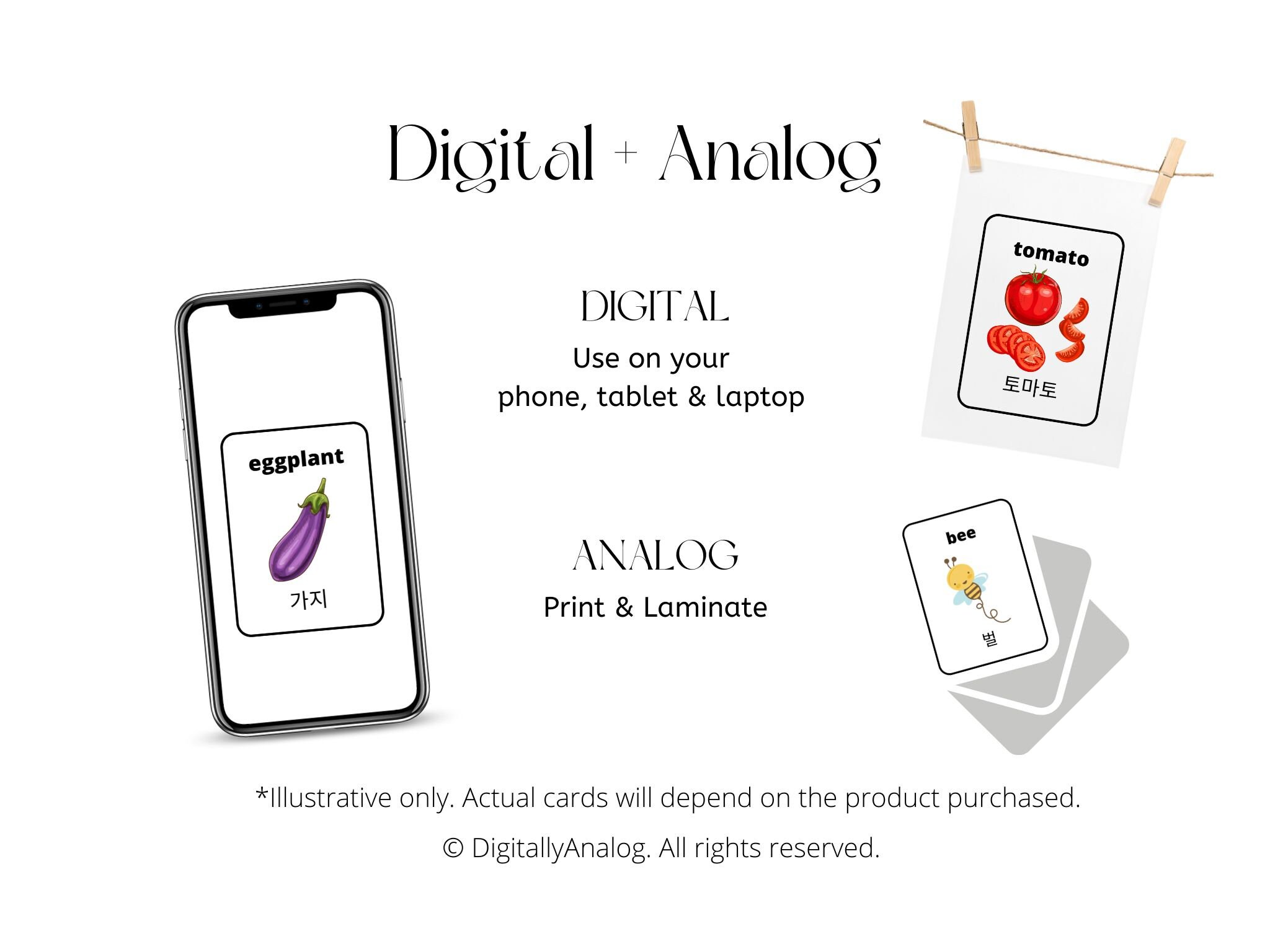 40 Korean English First Words Flashcards / Prints - Digital | Printable ...