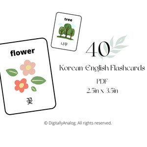 40 Korean English First Words Flashcards / Prints - Digital | Printable ...