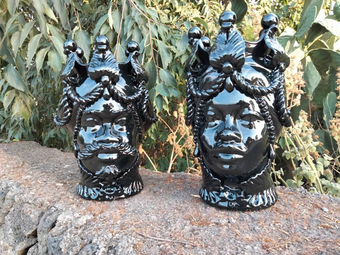 Ceramic Moor's Heads, Sicilian Moors, Moor's Heads Couple, Caltagirone ...