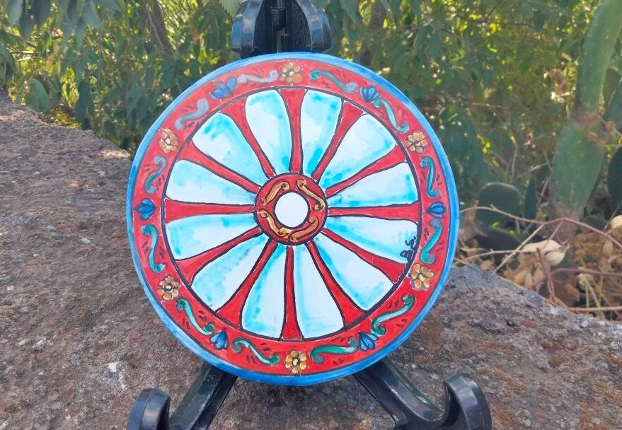 Sicilian Tile, Decorated Tile, Under Pot, Round Sicilian Tile, Cart ...