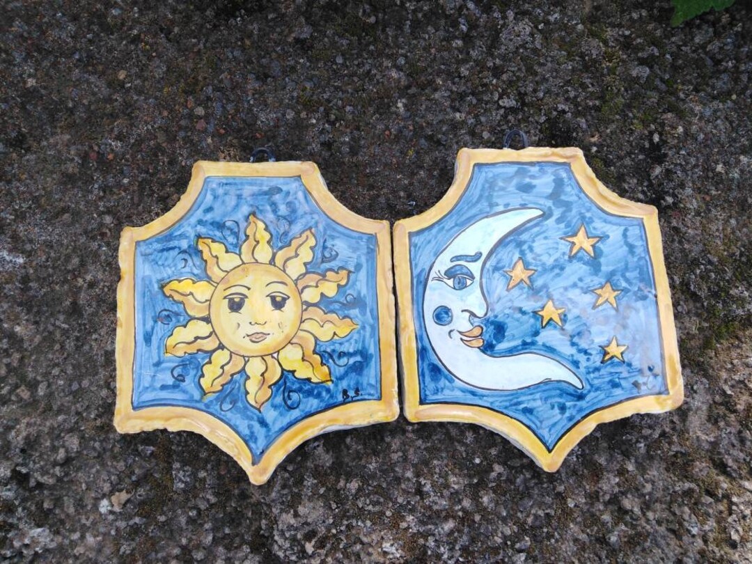 Tiles, Sun and Moon Tiles, Decorated Tiles, Sicilian Tiles, Caltagirone ...