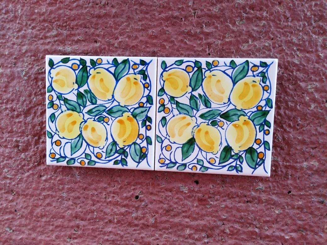 10x10 Sicilian Tiles With Lemon Decoration. | Etsy