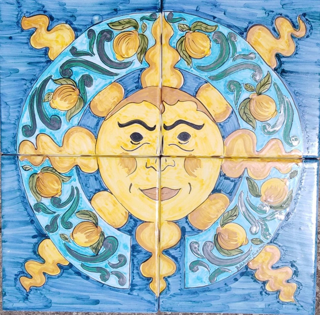 40x40 Panel, Sicilian Tiles, Decorative Tiles With Sun, Backsplash ...