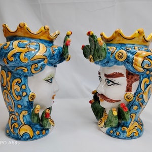 Pair of Moor Heads, Sicilian Moors, Moor Heads With Prickly Pears ...