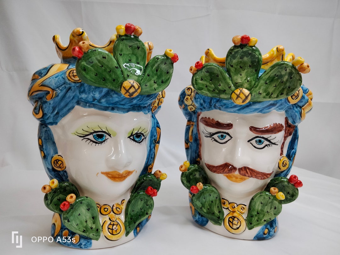Pair of Moor Heads, Sicilian Moors, Moor Heads With Prickly Pears ...