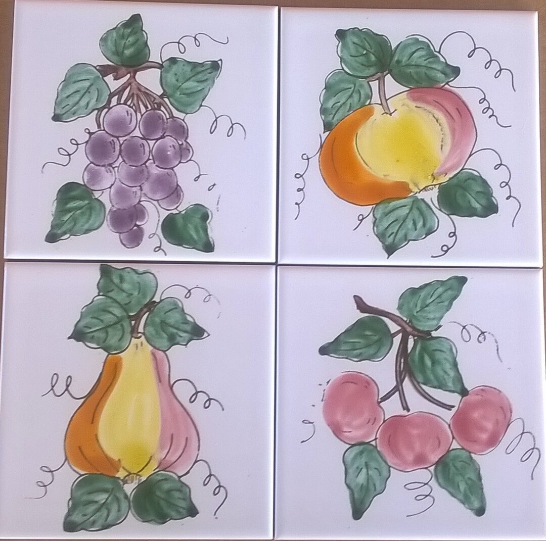 Sicilian Fruit Tiles 10x10 - Etsy