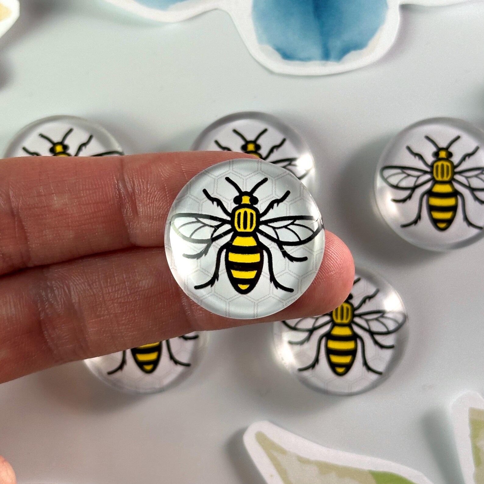 Handmade Round Glass Manchester Bee Magnets | Custom Glass Magnets ...