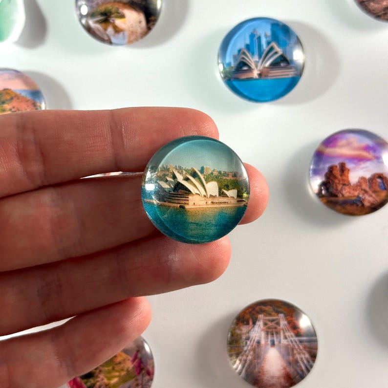 Set of 2/5/10 | Handmade Personalised Photo Round Travel Glass Photo ...