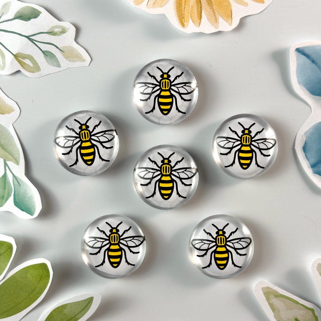 Handmade Round Glass Manchester Bee Magnets | Custom Glass Magnets ...