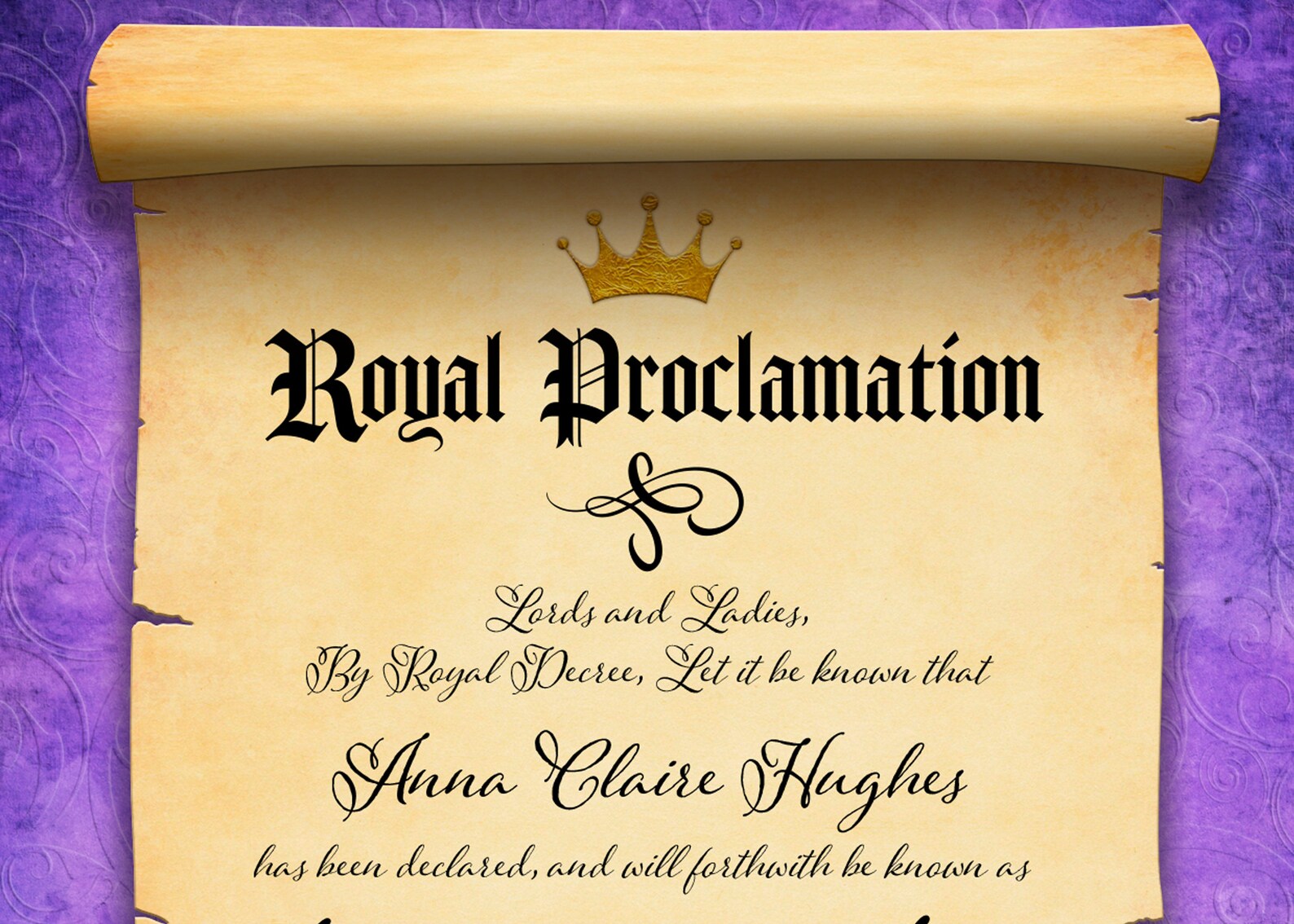 Custom Princess Proclamation Scroll - PRINT / Little Girl Art / Nursery ...