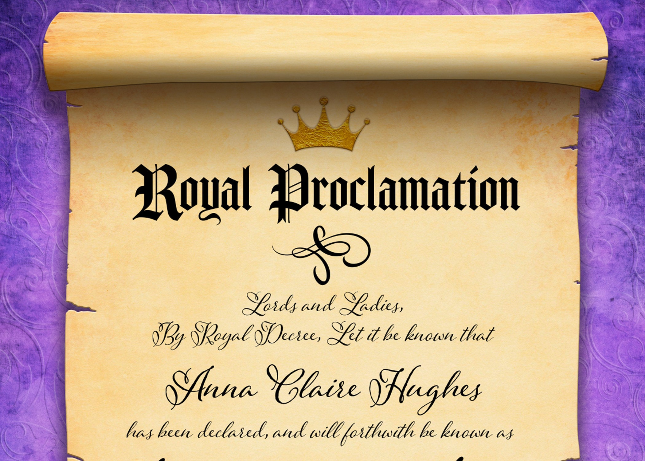 Custom Princess Proclamation Scroll - PRINT / Little Girl Art / Nursery ...