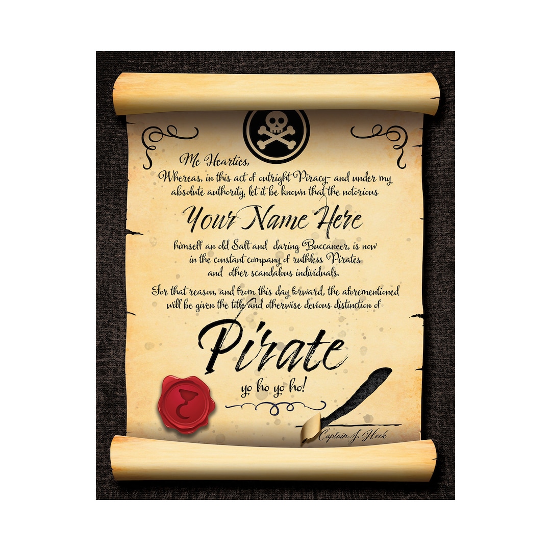 Custom Pirate Scroll / Pirate Birthday Party / Digital Download ...