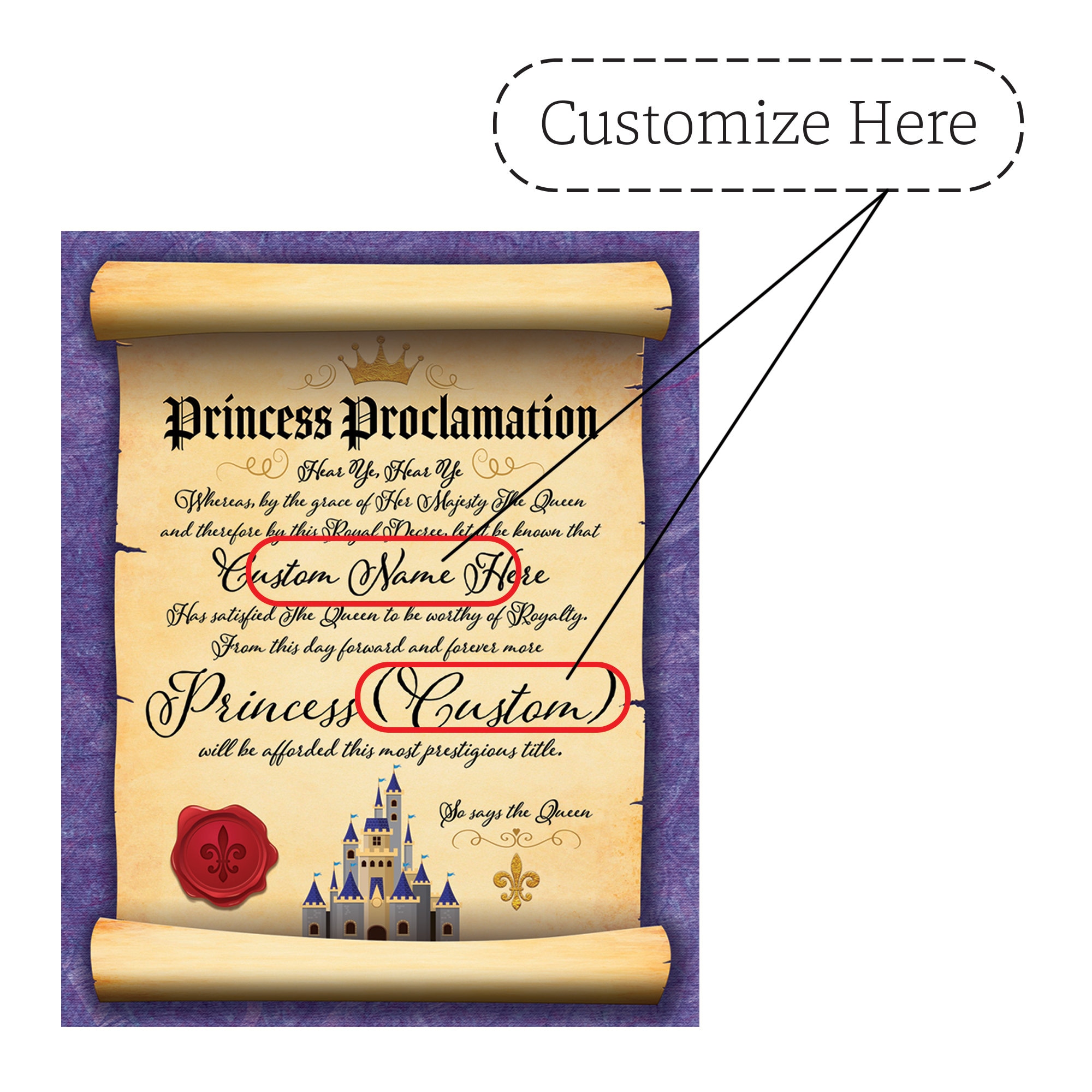 Custom Princess Proclamation for Girl Birthday Custom Princess Poster ...