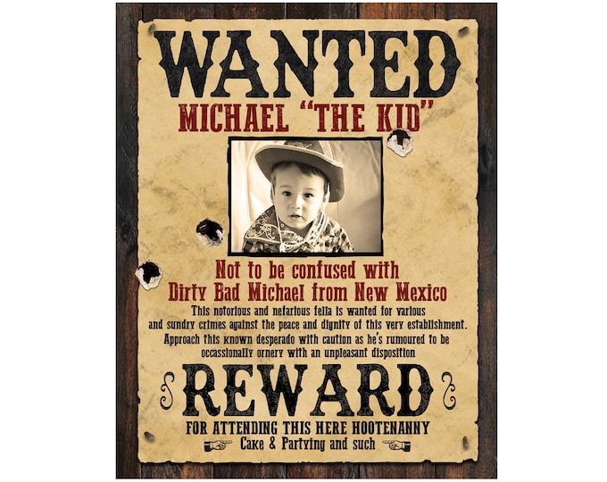Custom Wanted Poster / Digital Download / Kids Party Wanted Poster ...